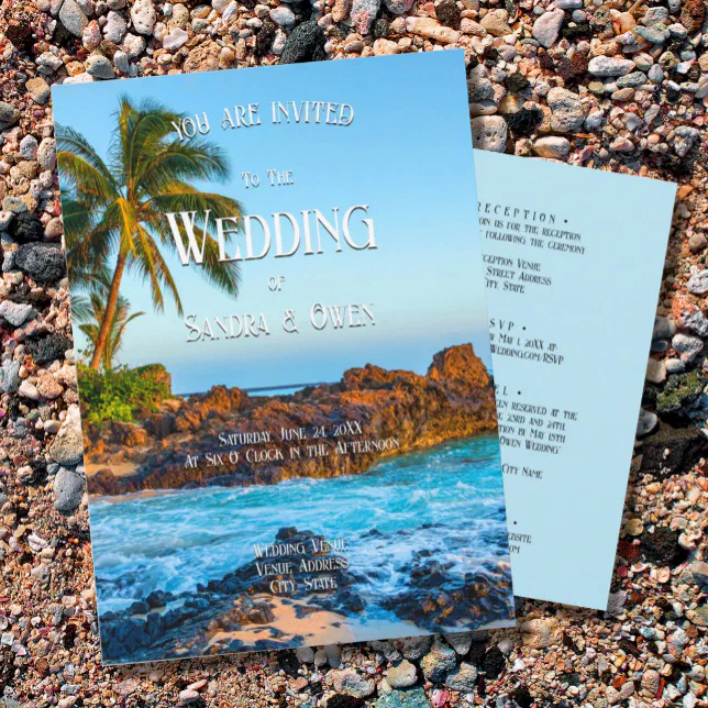 Secret Beach Maui, Tropical, Paradise, Wedding Invitation | Zazzle