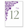 Secret Garden Purple Floral Wedding Table Number | Zazzle