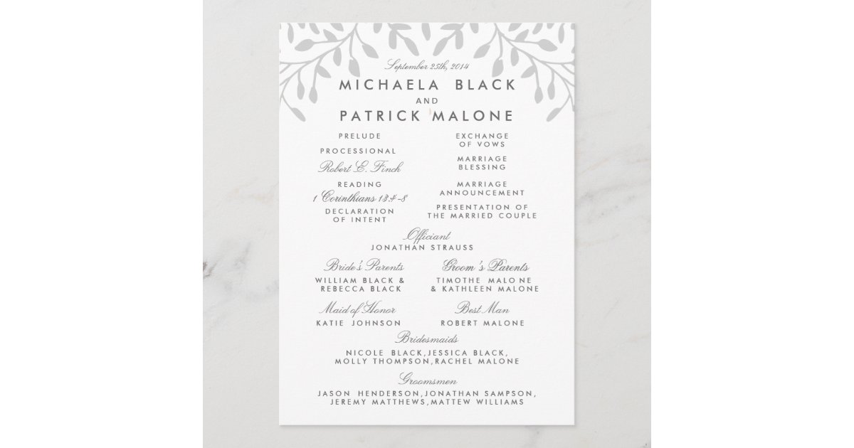 Secret Garden Wedding Program | Zazzle