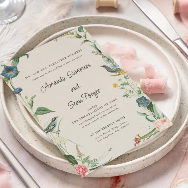 Secret Garden Wildflowers Wedding Invitation | Zazzle