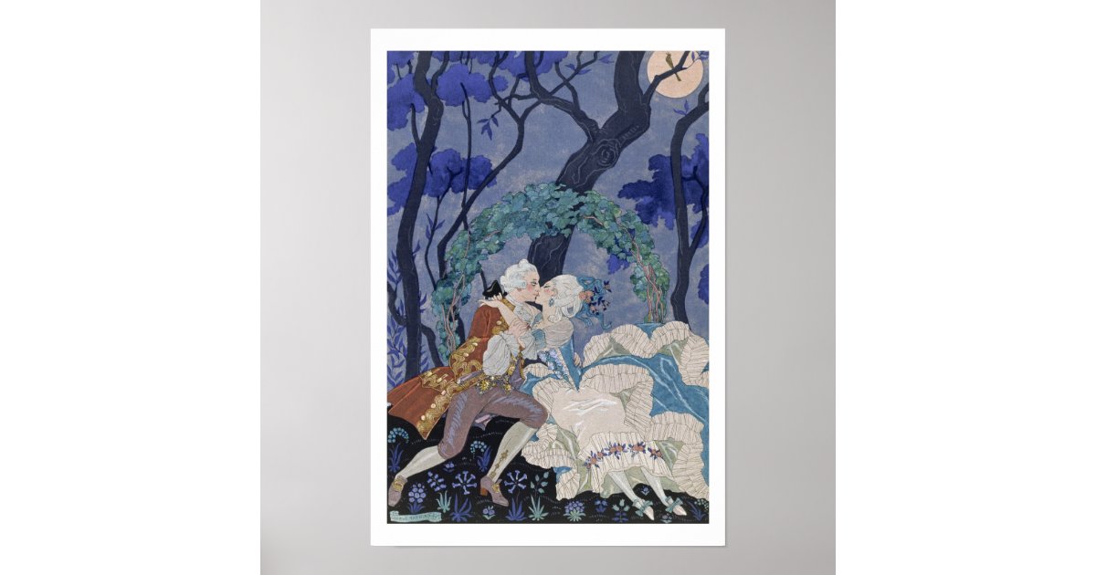 Secret Kiss, illustration for 'Fetes Galantes' by Poster | Zazzle