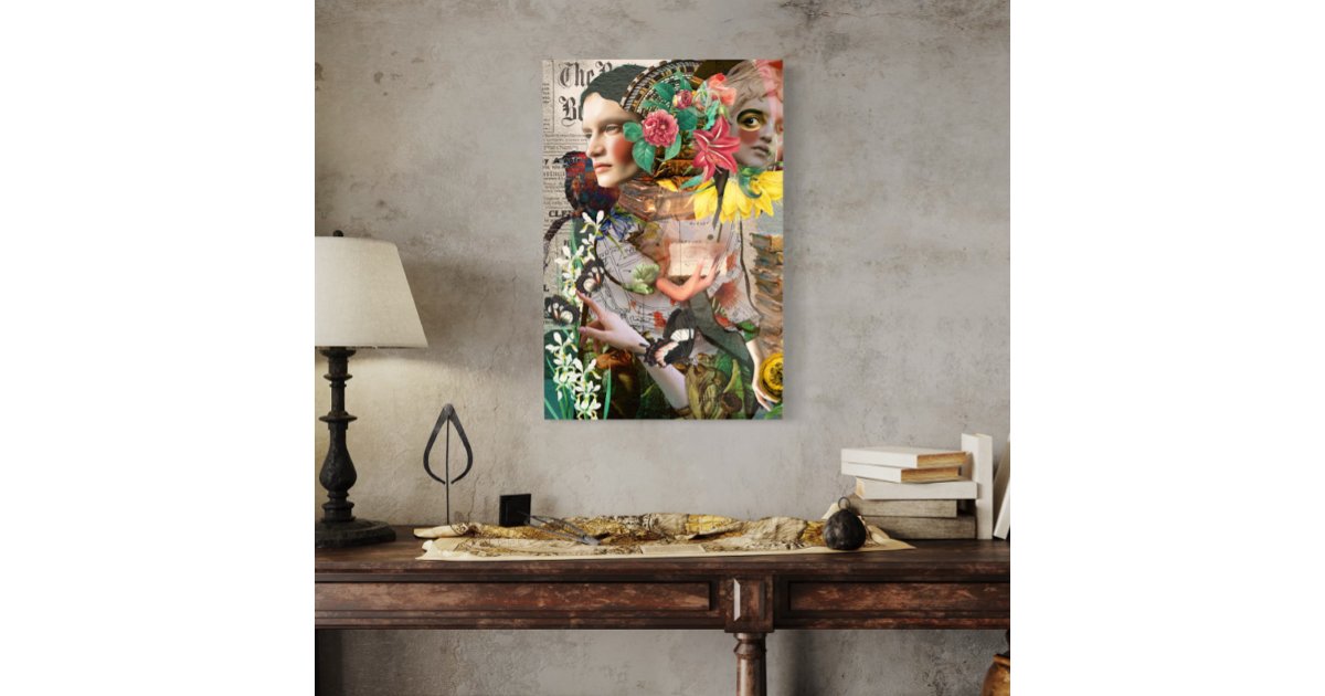 Secret Letter Vintage Digital Collage Gallery Wrap | Zazzle
