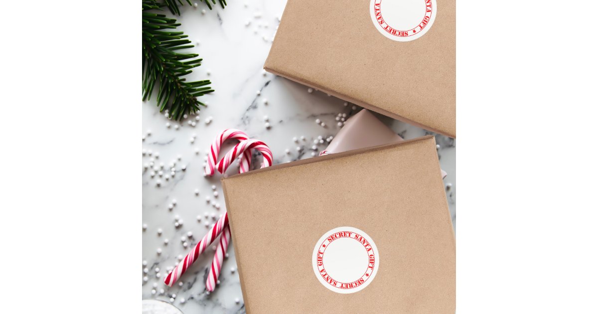 Secret Santa Blank Christmas Holiday Gift Sticker | Zazzle