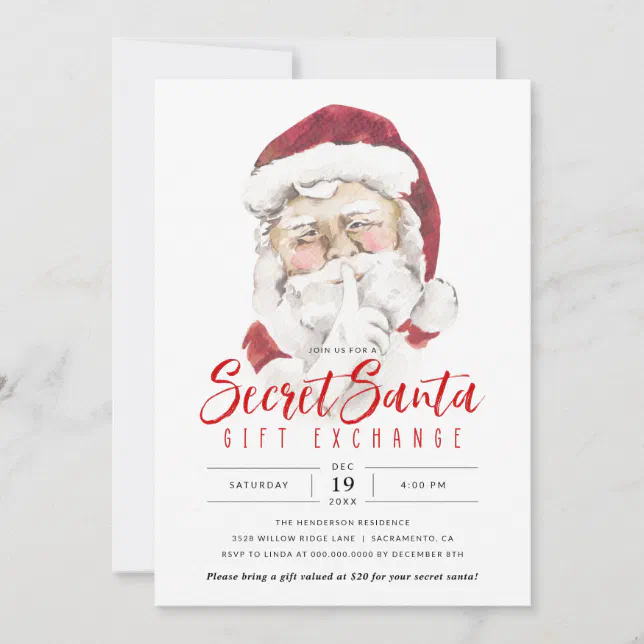 Secret Santa Christmas Gift Exchange Holiday Party Invitation | Zazzle