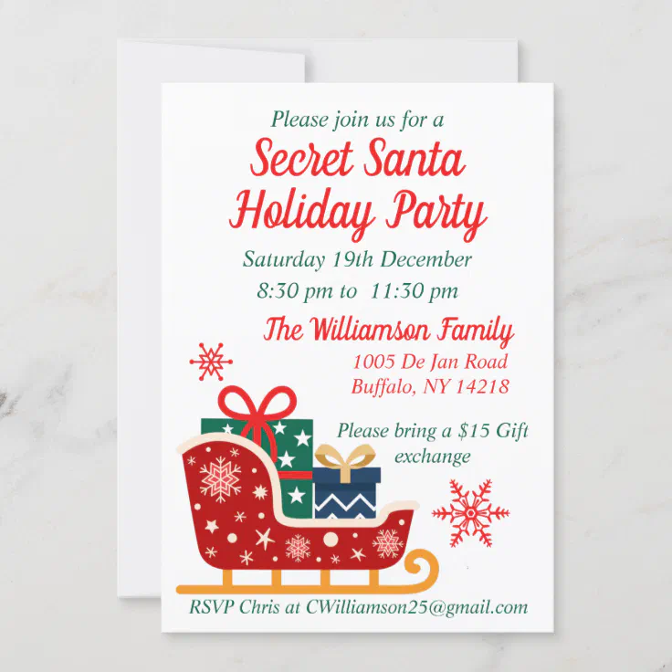 Secret Santa Christmas Holiday Party Invitation | Zazzle