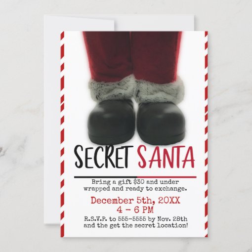 Secret Santa Christmas Holiday Party Invitation | Zazzle