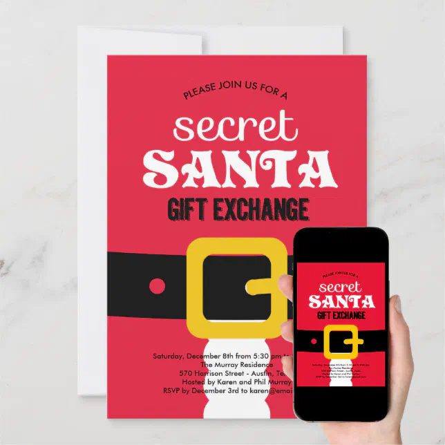 Secret Santa Christmas Party Invitations | Zazzle
