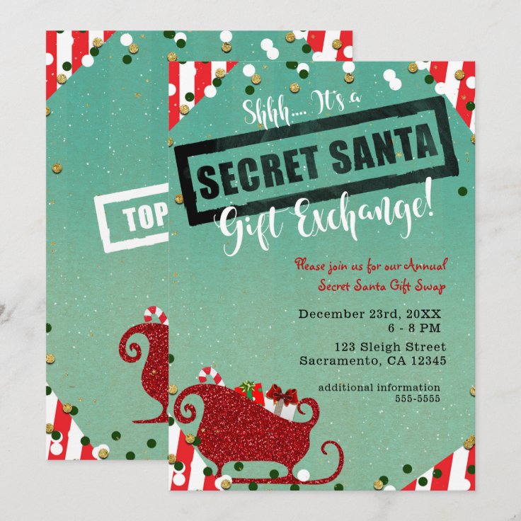 Secret Santa Gift Exchange Christmas Holiday Party Invitation | Zazzle