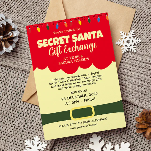 Secret Santa Gift Exchange Invitation | Zazzle