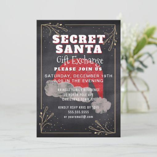 Secret Santa Gift Exchange Party Invitation | Zazzle