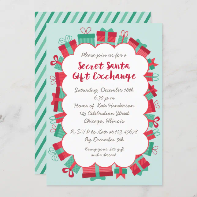 Secret Santa Gift Exchange Party Invitation | Zazzle