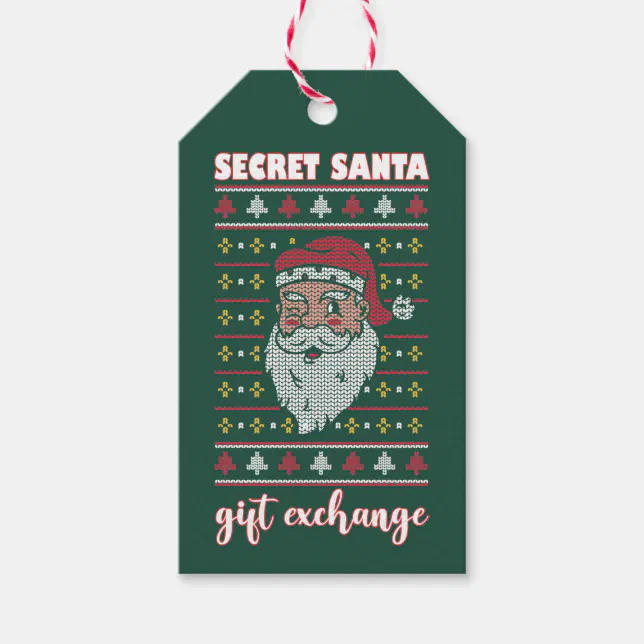 Secret Santa Gift Exchange Sweater Holiday Favor Gift Tags | Zazzle