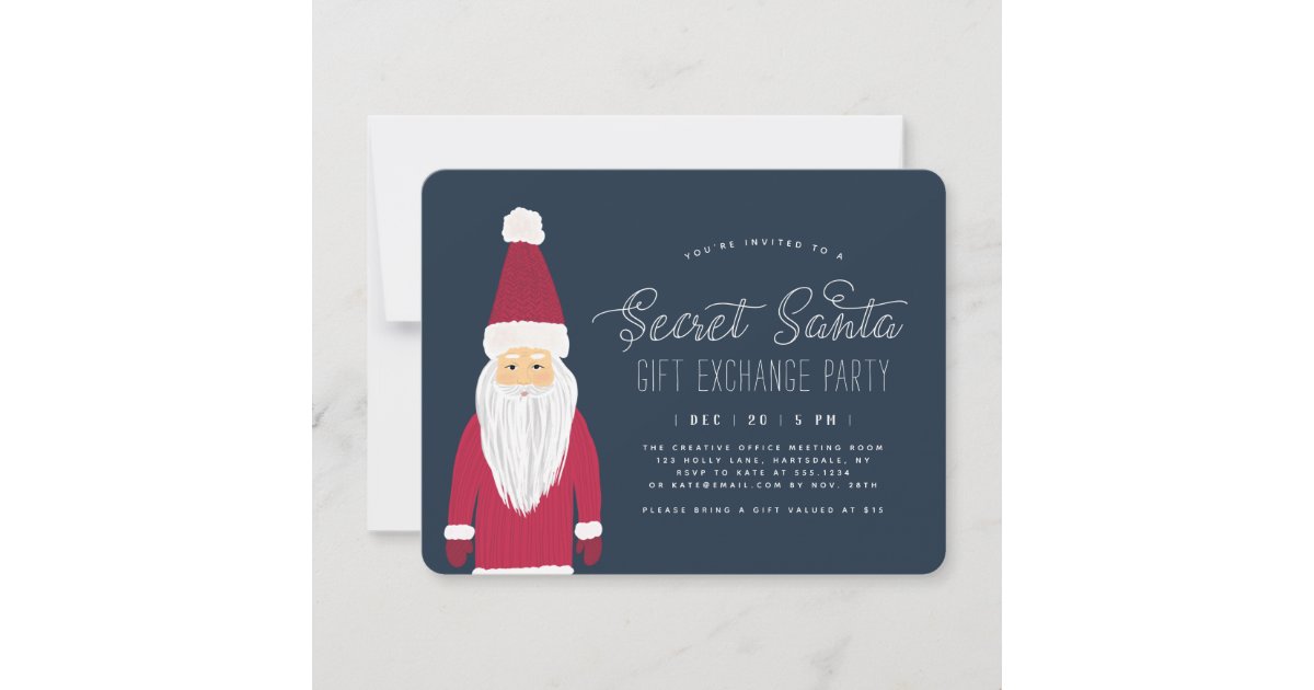 Secret Santa Holiday Gift Exchange Party Invitation | Zazzle