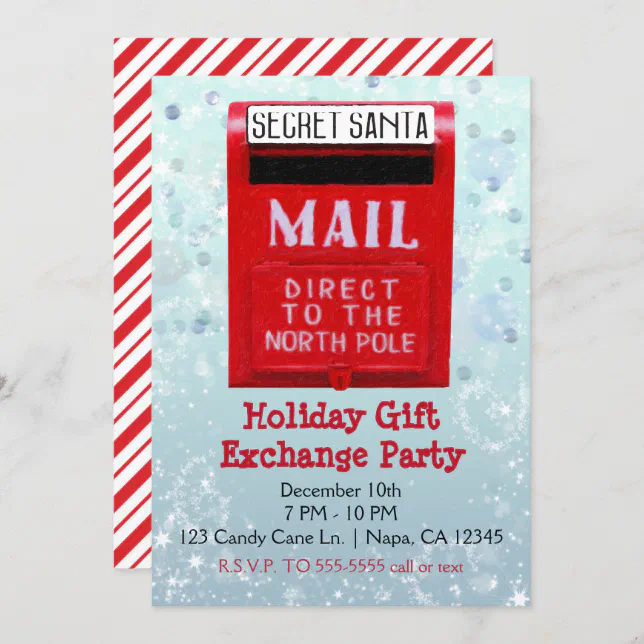 Secret Santa Mail Box Holiday Gift Exchange Party Invitation | Zazzle