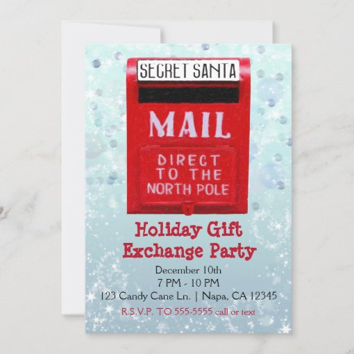 Secret Santa Mail Box Holiday Gift Exchange Party Invitation | Zazzle