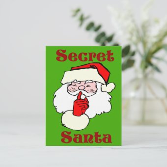 Secret Santa on Christmas Green Holiday Postcard | Zazzle