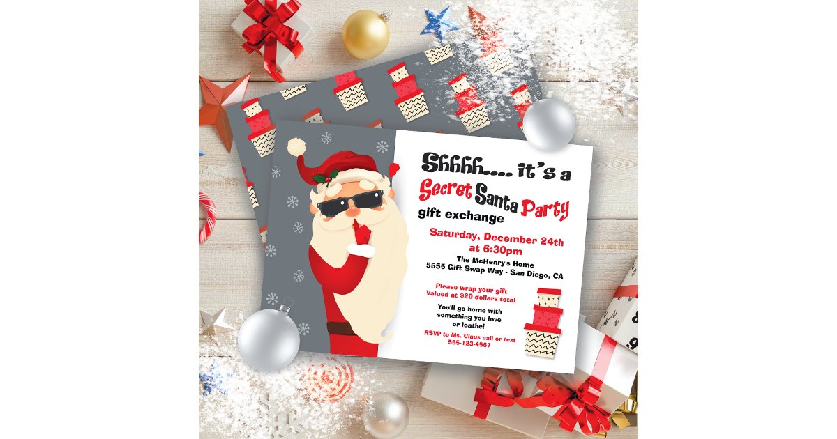 Secret Santa Party Gift Exchange Swap Invitation | Zazzle