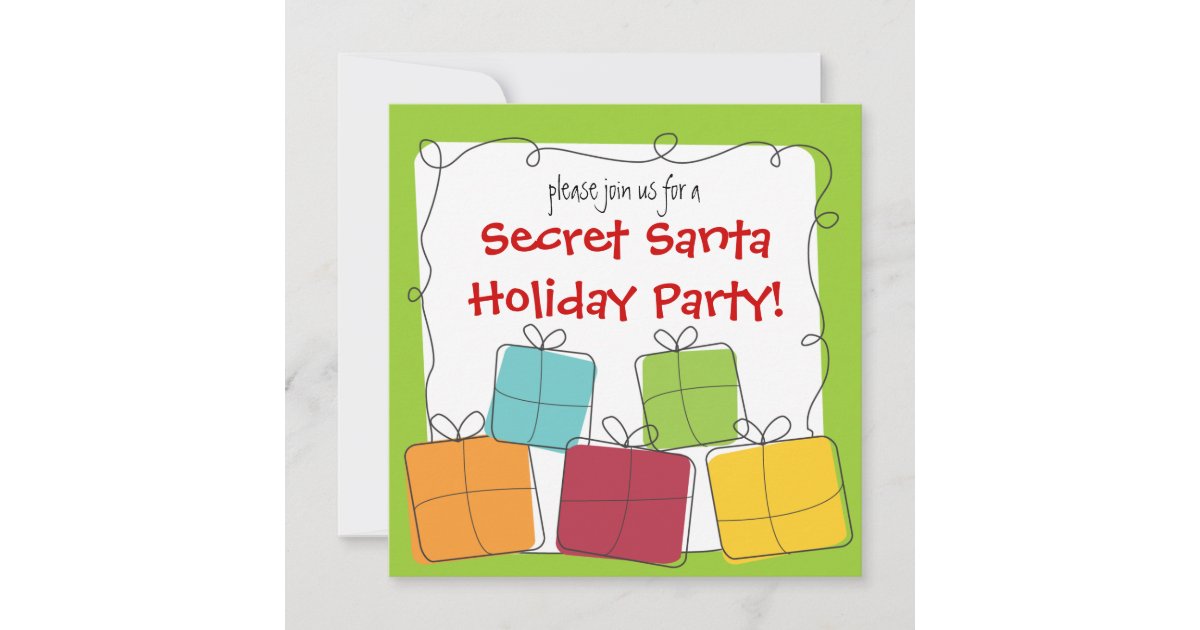 Secret Santa Retro Gift Holiday Party Invitation | Zazzle