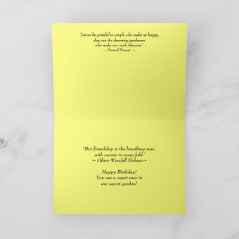Secret Sister Happy Birthday Rose Collage Yellow Card | Zazzle