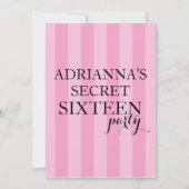 Secret Surprise Sweet Sixteen Party Pink Stripes Invitation | Zazzle