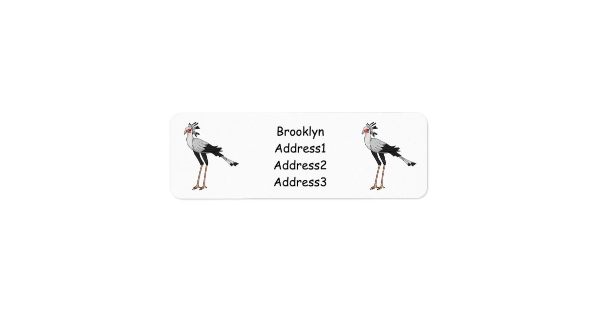 Secretary bird cartoon illustration label | Zazzle