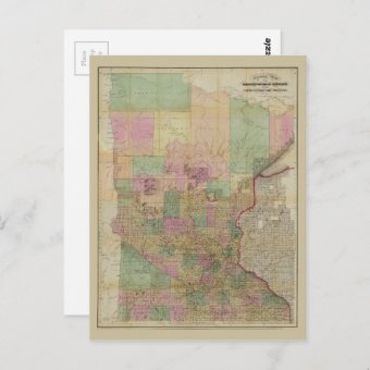 Sectional Map of Minnesota (circa 1860) Postcard | Zazzle
