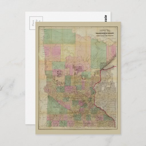 Sectional Map of Minnesota (circa 1860) Postcard | Zazzle