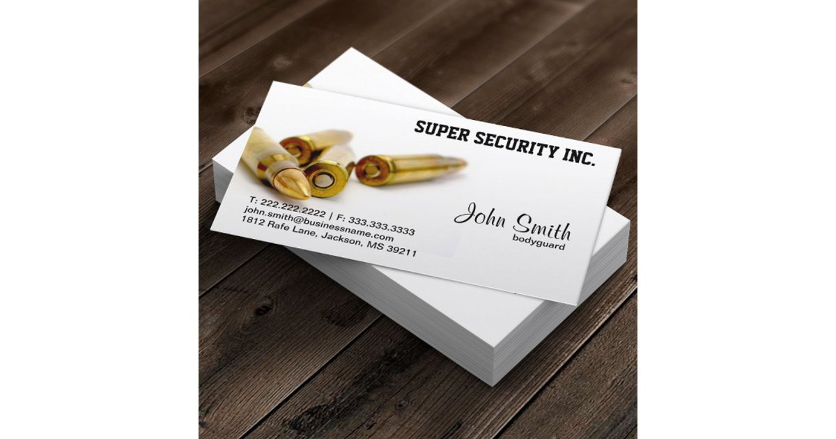 Security Bodyguard Bullets Business Card | Zazzle