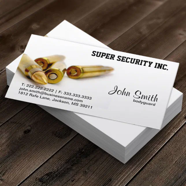Security Bodyguard Bullets Business Card | Zazzle