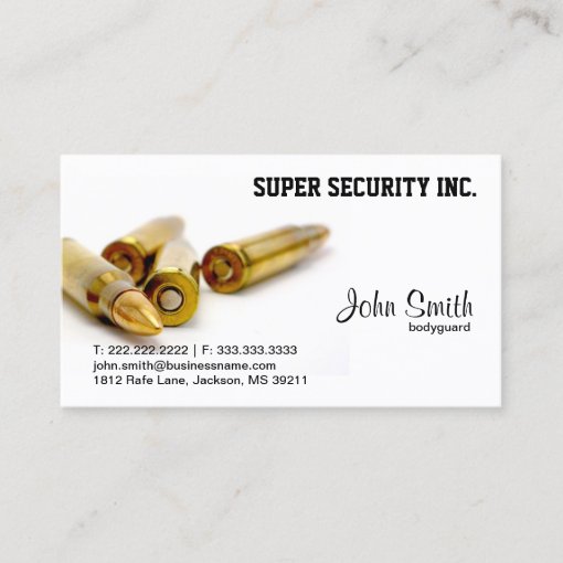 Security Bodyguard Bullets Business Card | Zazzle