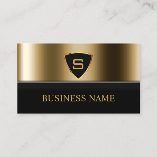 Security Bodyguard Gold Shield Monogram Modern Business Card | Zazzle