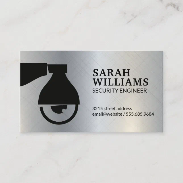 Security Camera icon | Metallic Background Business Card | Zazzle