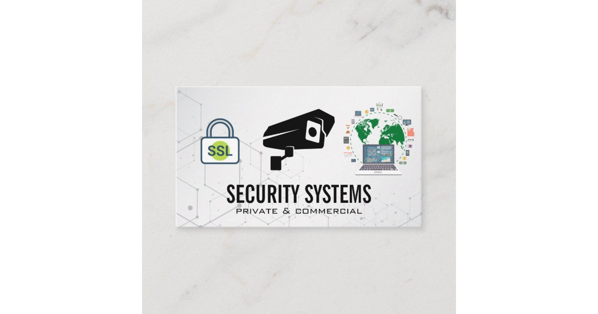 Security Camera | Lock | Data Security Global Business Card | Zazzle