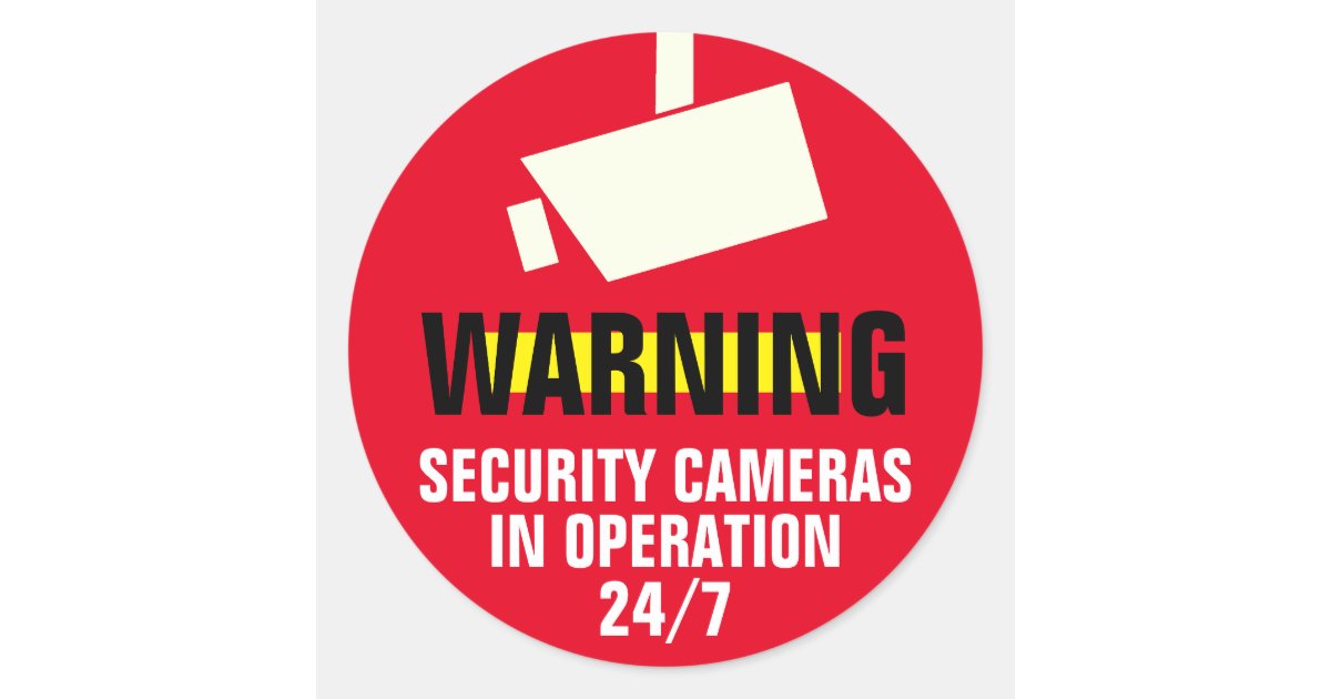 Security Camera Round Warning Sticker | Zazzle