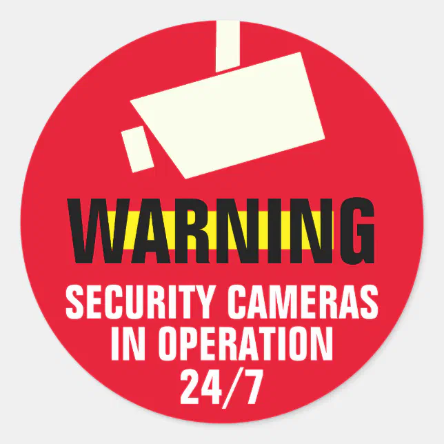 Security Camera Round Warning Sticker | Zazzle