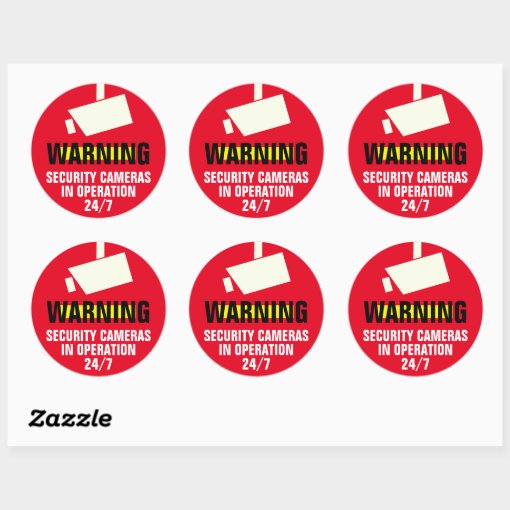 Security Camera Round Warning Sticker | Zazzle