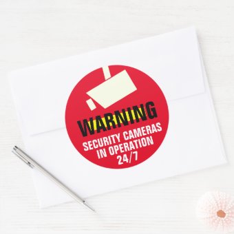 Security Camera Round Warning Sticker | Zazzle