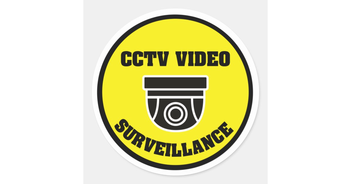 Security Camera Round Warning Sticker | Zazzle