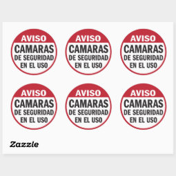 Security Cameras in Use Aviso in Spanish Classic Round Sticker | Zazzle