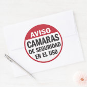 Security Cameras in Use Aviso in Spanish Classic Round Sticker | Zazzle