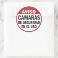 Security Cameras in Use Aviso in Spanish Classic Round Sticker | Zazzle