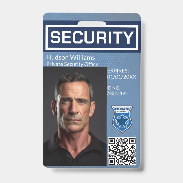 Security Guard Photo ID Badge | Custom Work ID | Zazzle
