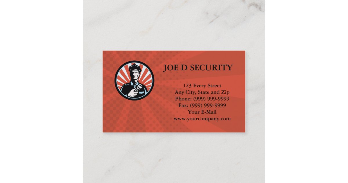 Security Guard Policeman Officer BUSINESS CARD | Zazzle