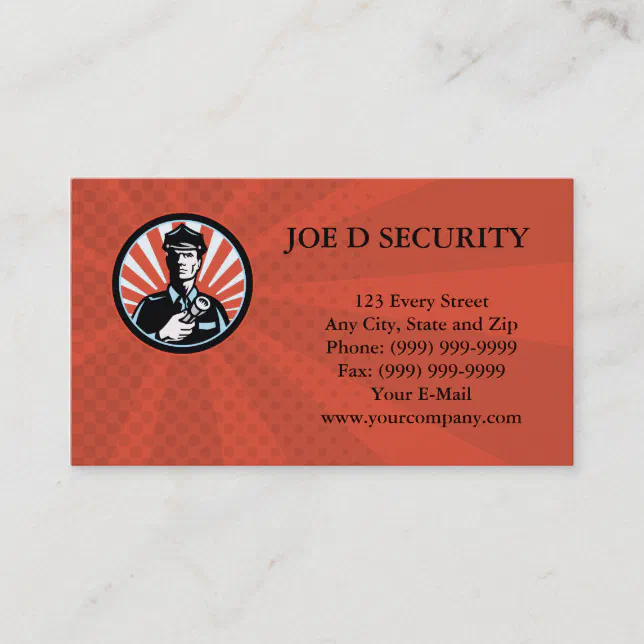 Security Guard Policeman Officer BUSINESS CARD | Zazzle