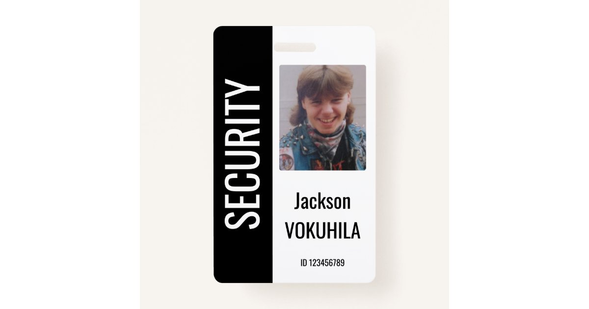 Security Photo Logo Code Template Black and White Badge | Zazzle