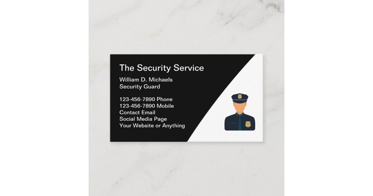 Security Services Business Card Modern Template | Zazzle