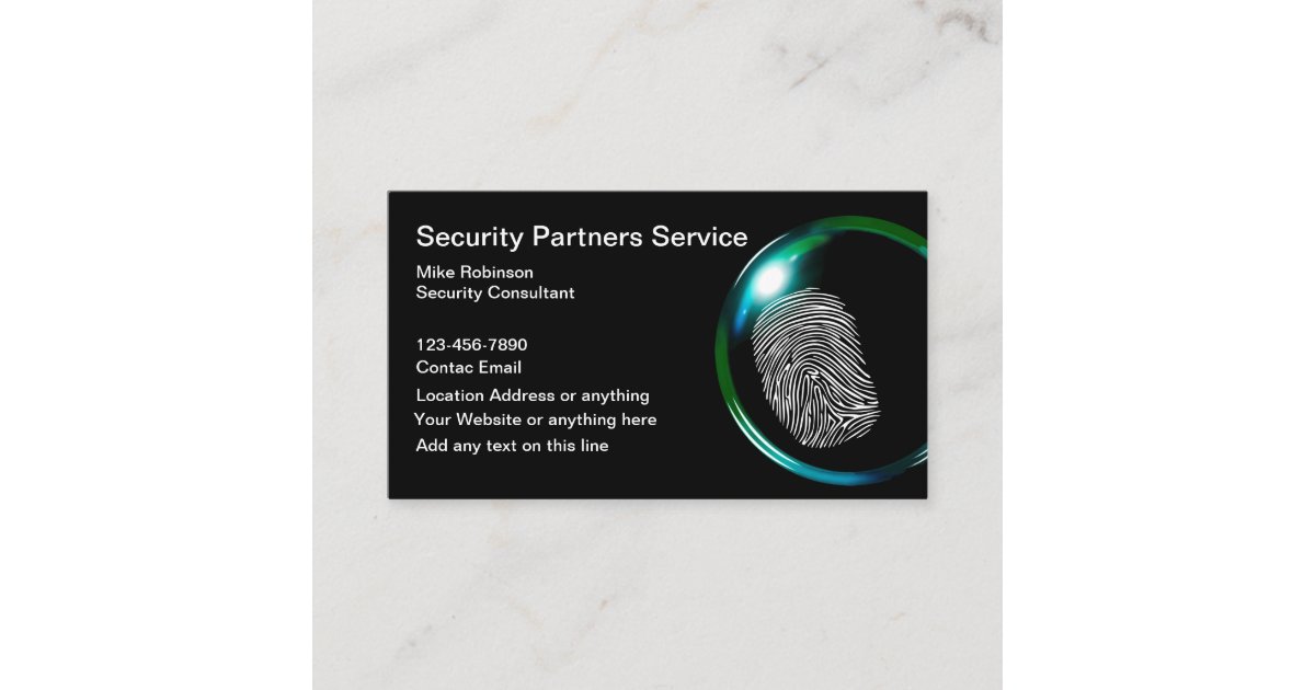 Security Services Fingerprint Detective Business Card | Zazzle