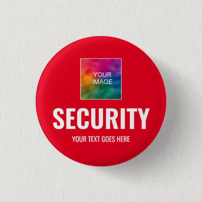 Security Staff Employee Member Custom Text & Image Button | Zazzle