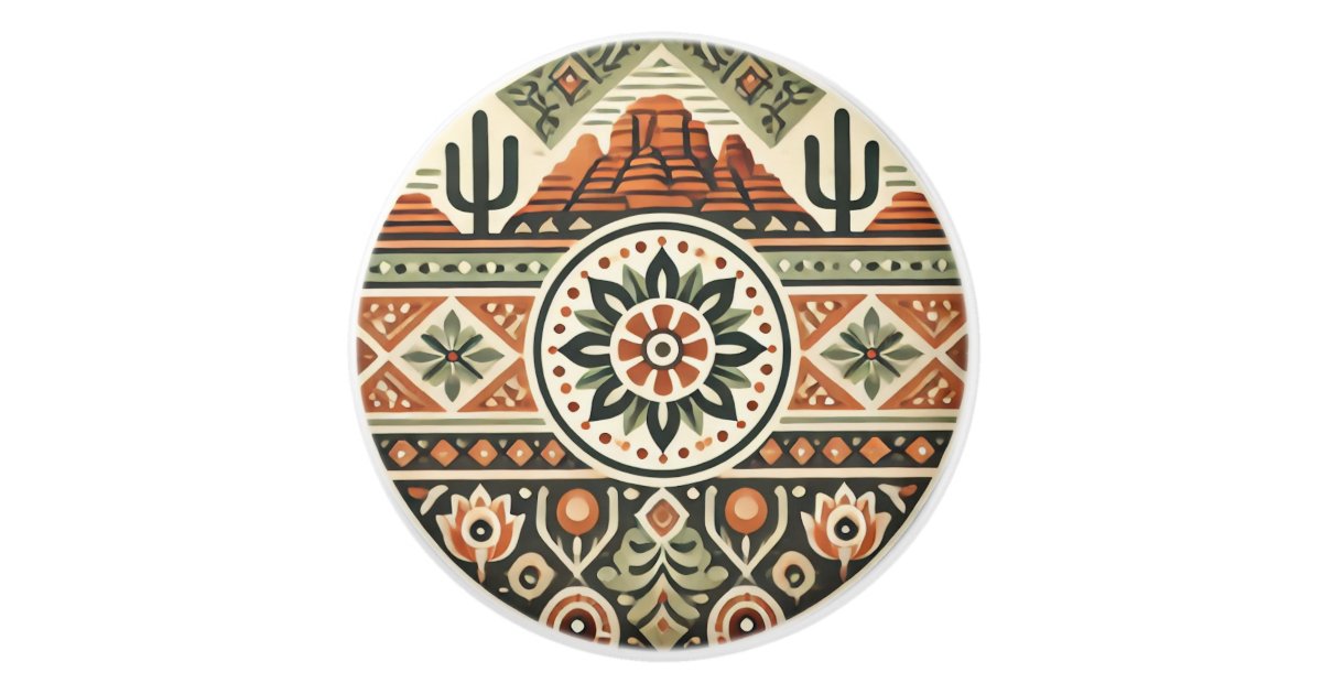 Sedona Southwest Desert Colors Icons & Style Ceramic Knob | Zazzle