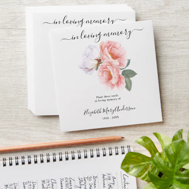 Seed Packet Memorial Funeral Watercolor Florals Envelope | Zazzle